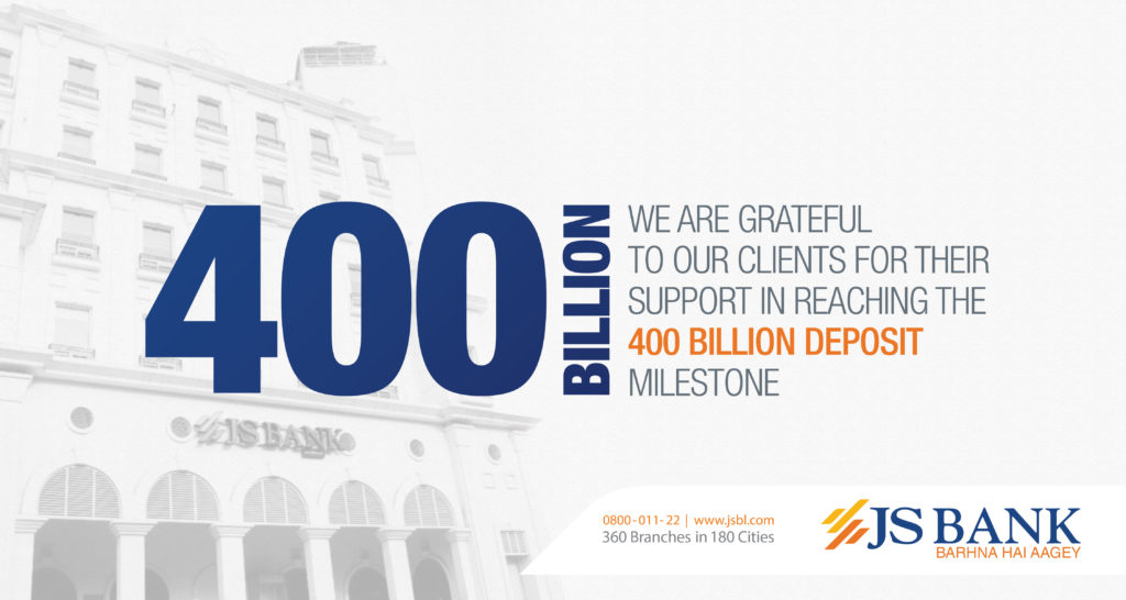 JS Bank Crosses Rs. 400 Billion in Deposits